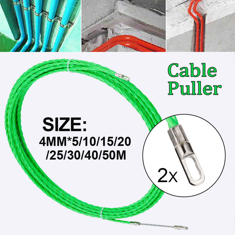 4mm 5/10/15/20/25/30/40/50M green cable puller glass fiber conduit rod ...
