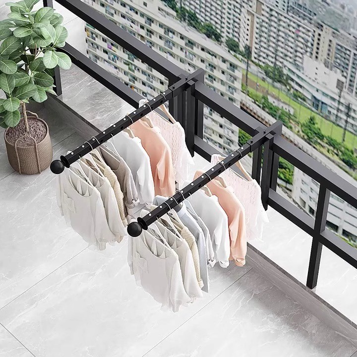 Balcony Clothes Drying Rack Outdoor Window Retractable Rod Rental House ...