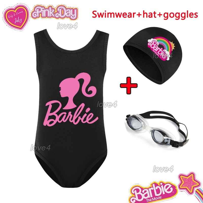 3pcs Barbie Swimsuit for Kids Girl Barbie Set Swimwear with Cap and ...