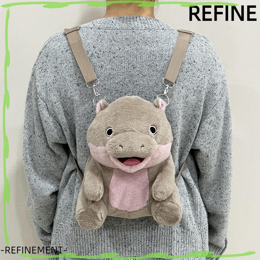 REFINEMENT Moo Deng Plush Toy, Hippopotamus Baby Soft Moo Deng Backpack ...