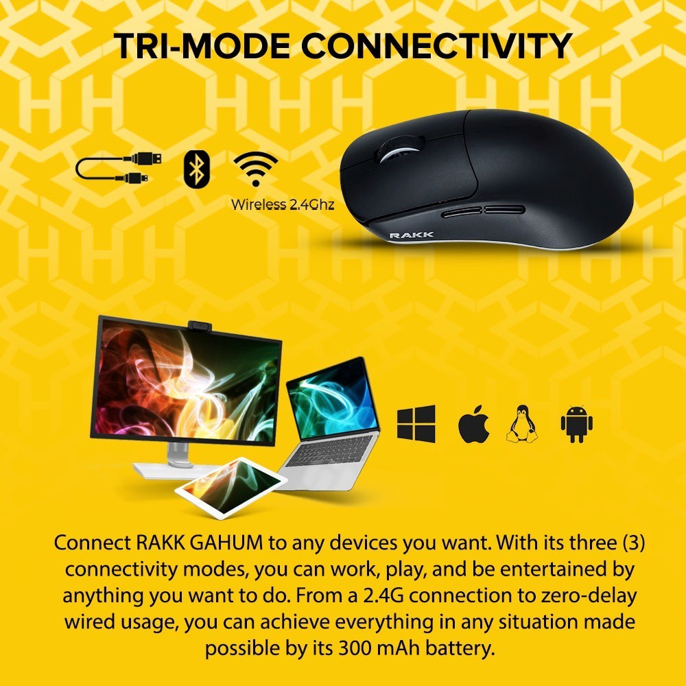EasyPC | Rakk Gahum PAW 3395 wireless gaming mouse| Trimode| Black ...