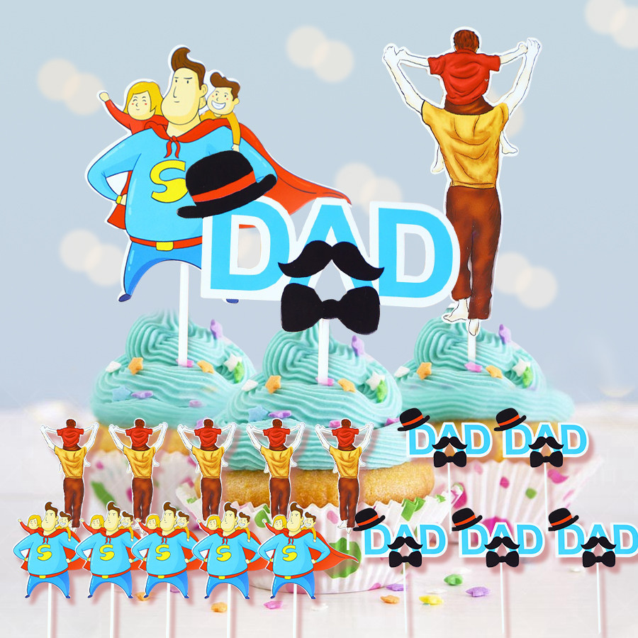 10 Pieces Happy Father's Day Cake Toppers Dad Best Dad Ever Super Dad ...