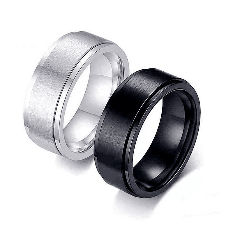 Titanium Spinner Fidget Rotating Rings Men Women Simple Band Gifts 8mm ...