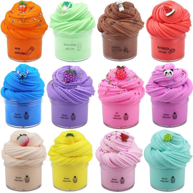 70ml Fruit Cake Slime Fluffy Foam Clay DIY Soft Cotton Slime Kit Cloud ...