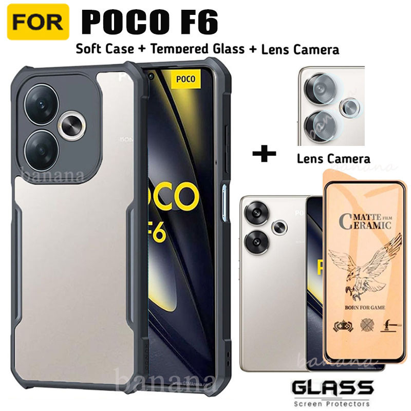 Shock Proof case For POCO F6 tempered Glass film 3 in 1 POCO F6 Pro X6 ...