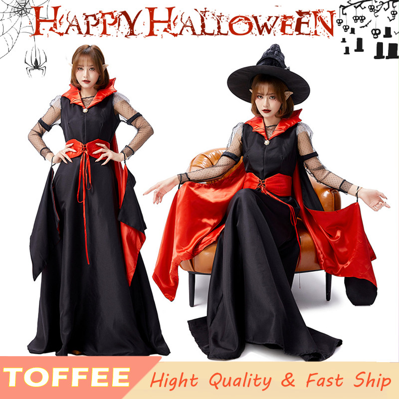 Scary Dracula Vampire Costume Adult Women Witch Dress Demon Cosplay ...