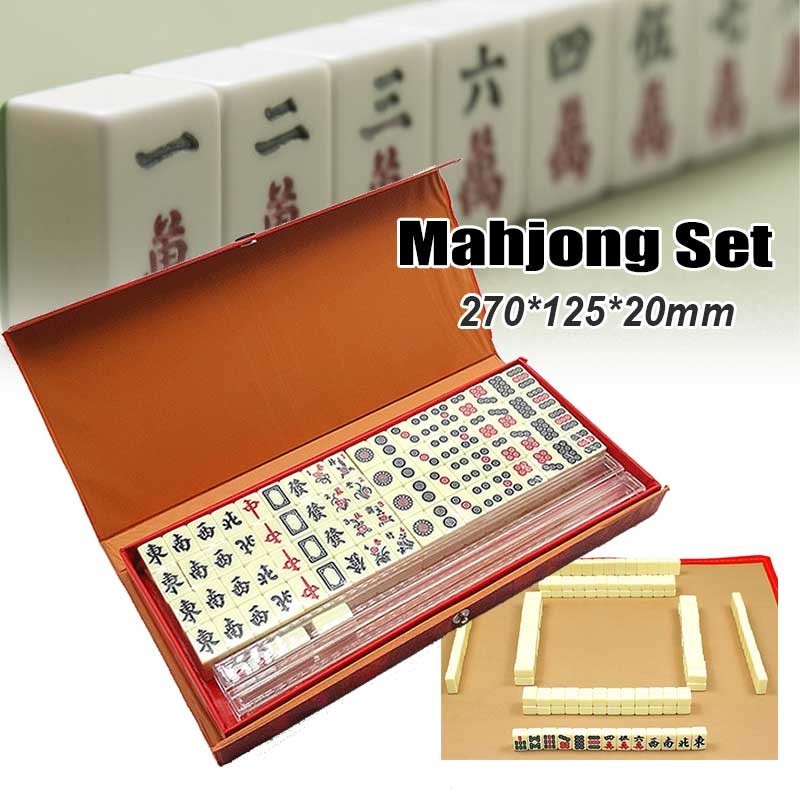 1 Set Traveling Mahjong Set Portable Leather Box Packed Outdoor Games ...