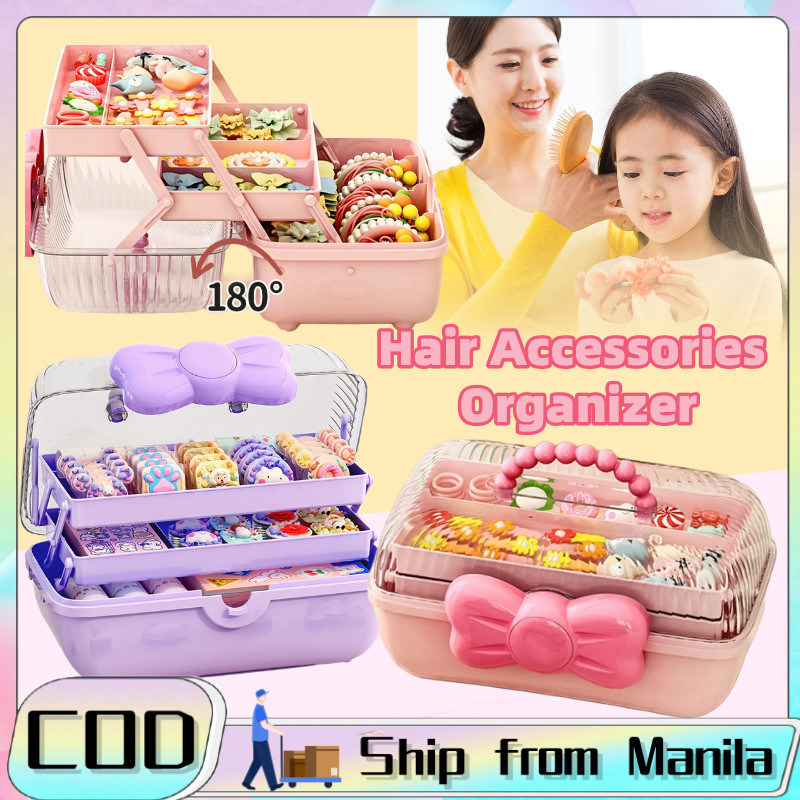 3 layers Hair Accessories Storage Box for kids girl Elastic Band Hair ...
