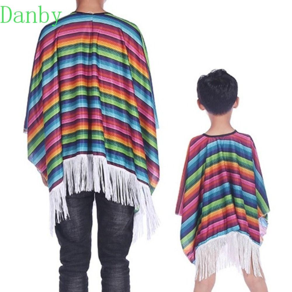 DANBY Mexican Costume, Ethnic Cloak Rainbow Stripe Mexican Style Cloak ...