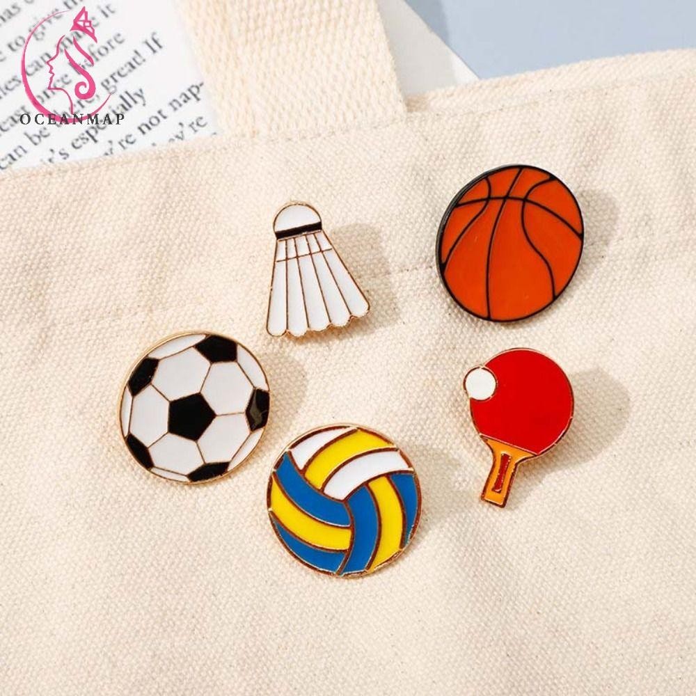 OCEANMAP Sports Ball Enamel Pin, Soccer Volleyball Dripping Oil Brooch ...