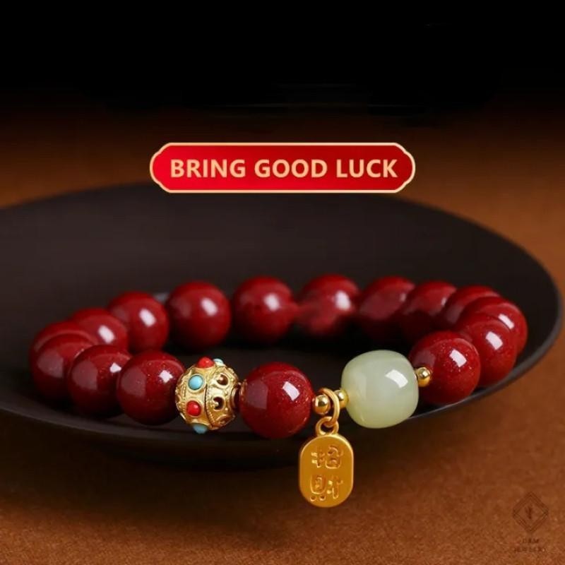 Natural Hetian Jade Raw Ore Purple Gold Sand Cinnabar Beads Birth year lucky bracelet | Shopee ...