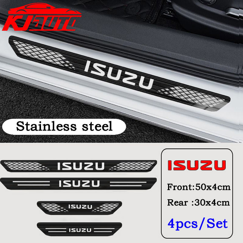 4pcs Isuzu Car Stainless Steel Threshold Strip Metal Welcome Pedal Auto ...