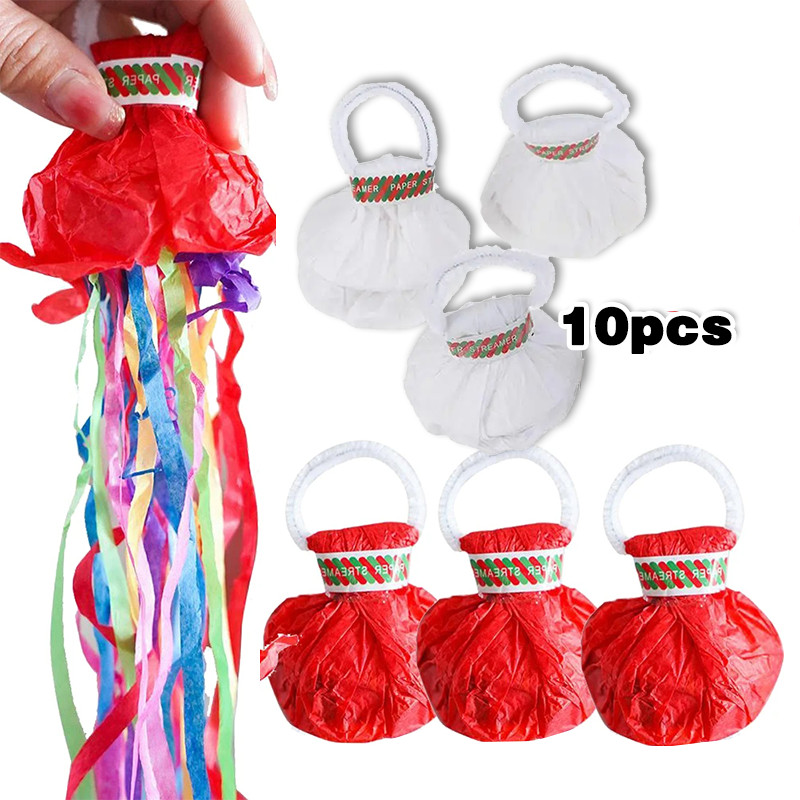 10Pcs Throw Streamers Hand Held Streamer Confetti Party Hand Throwing ...