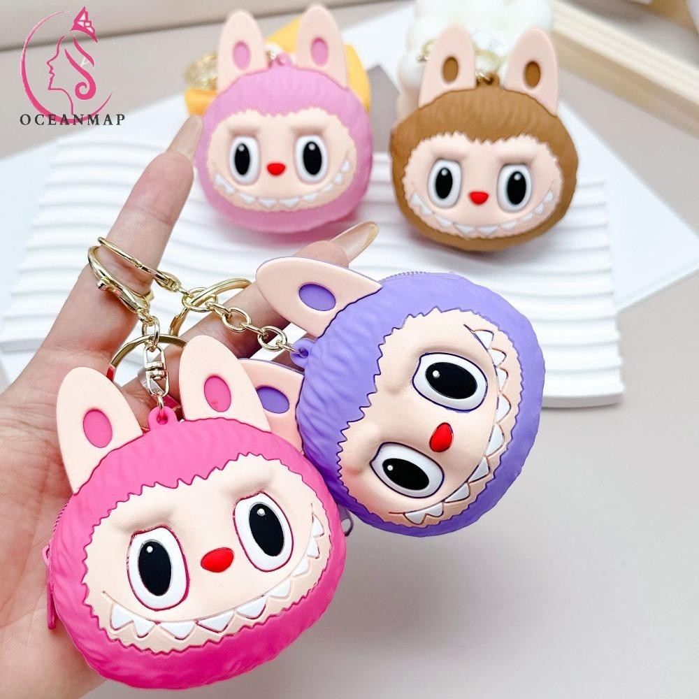 OCEANMAP Labubu Zero Wallet, Resin Anime Peripherals Labubu Key Ring ...