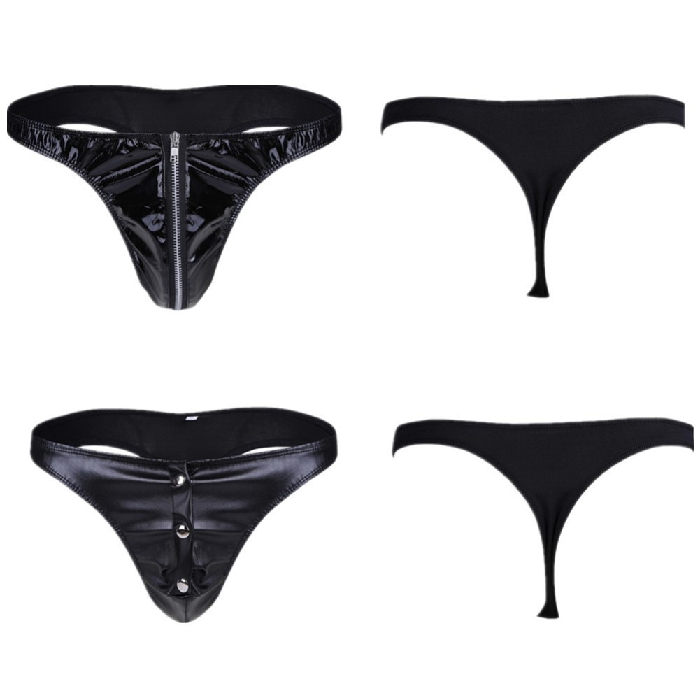 Kaerm Men Lingerie Patent Leather Briefs Bikini Underwear Underpants ...