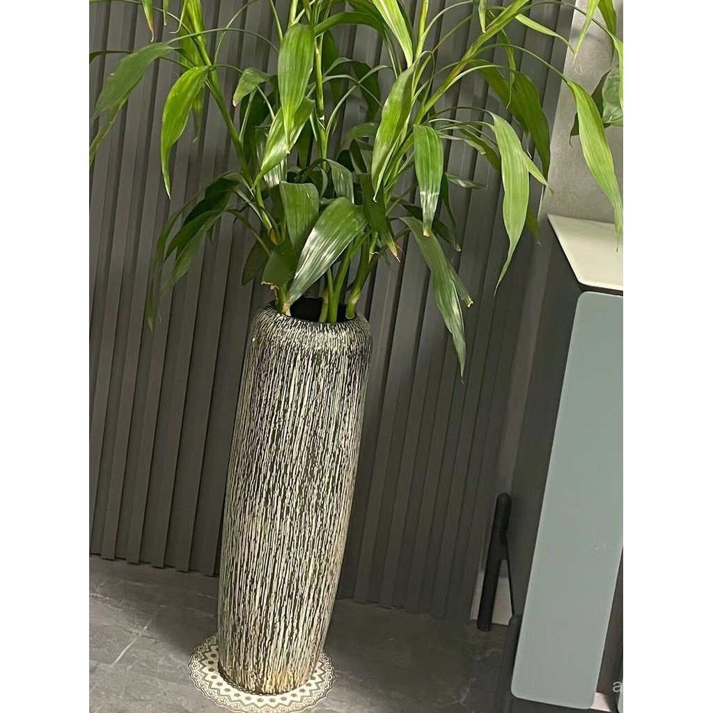 Floor-standing Flower Vase Lucky Bamboo Tall Vase Jingdezhen Ceramic ...