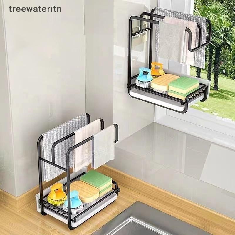 rn Kitchen Dishcloth Storage Rack Space-Saving Sink Sponge Drainage ...