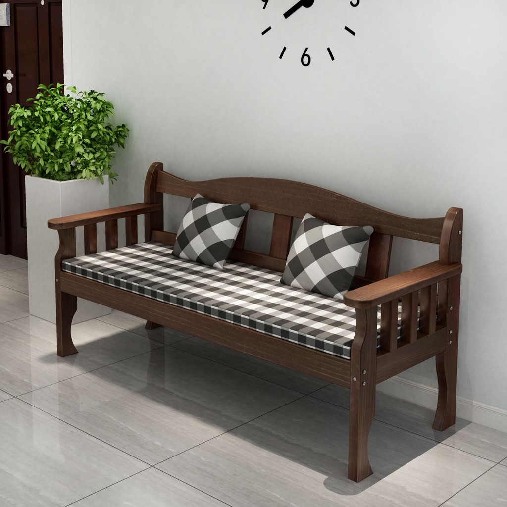 Solid Wood Long Chair Balcony Leisure Backrest Chair Home Living Room ...