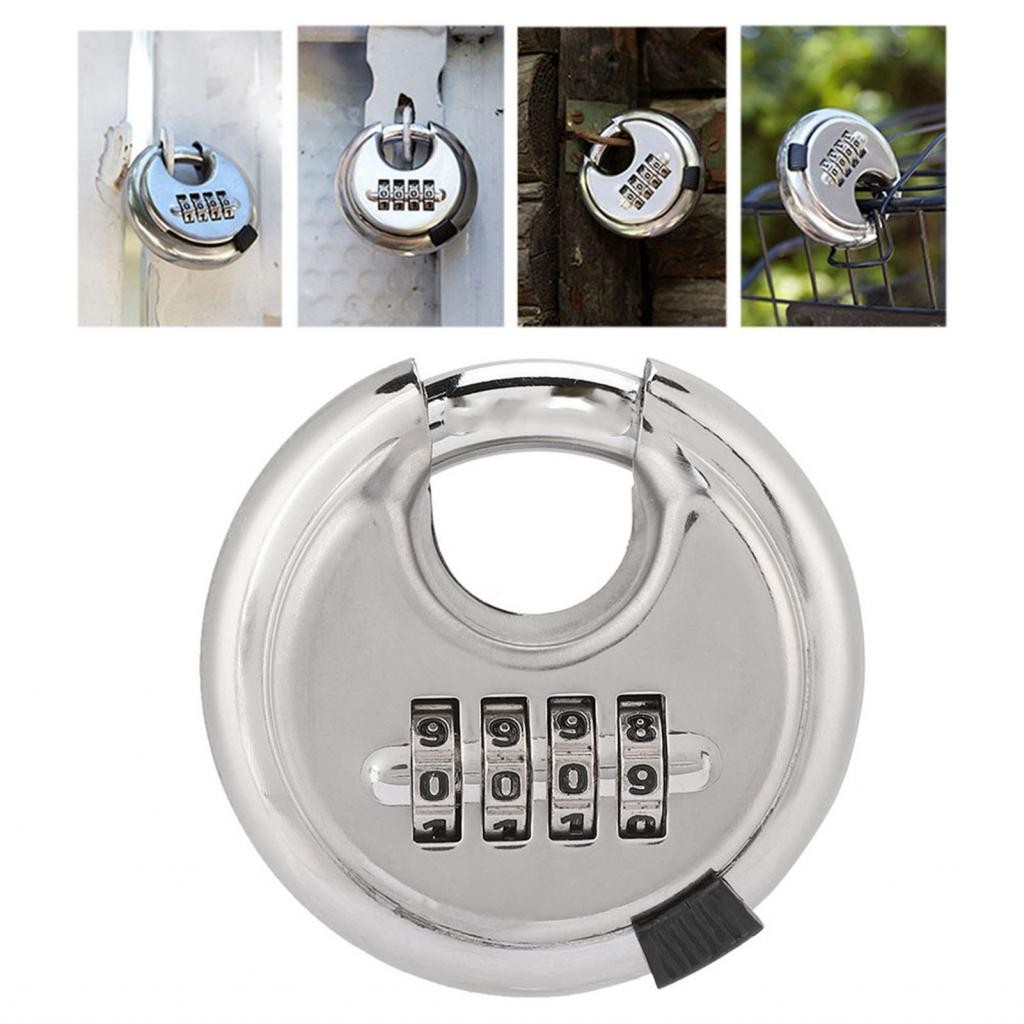Maib Stainless Steel Round Padlock 4 Digit Discus Lock with Hardened ...