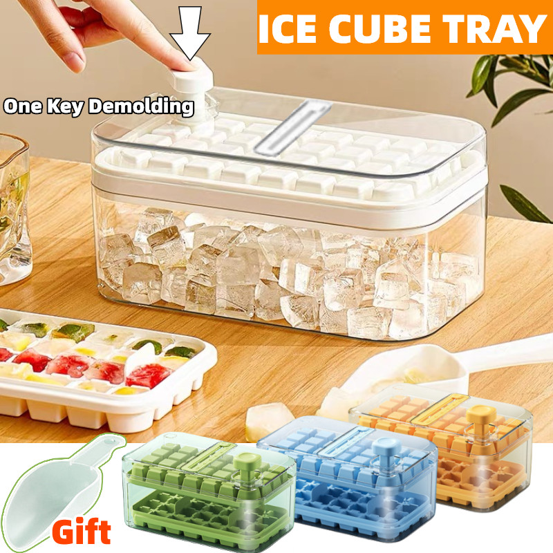 56 Grid Ice Lattice Ice Cube Tray with Lid Shovel Ice Maker Cube Mold ...