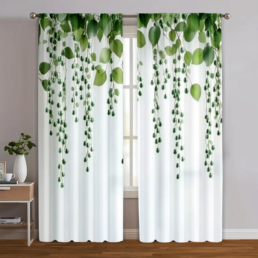 2pcs, Pattern Curtains 2D print Elegant Vine Print Versatile Polyester ...