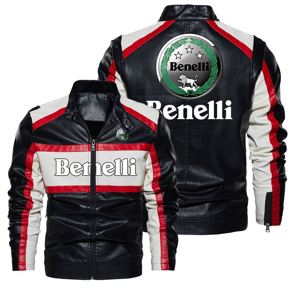 Benelli Leather Jacket, TRK702, TRK125, XCR250, Stand Collar Zipper ...