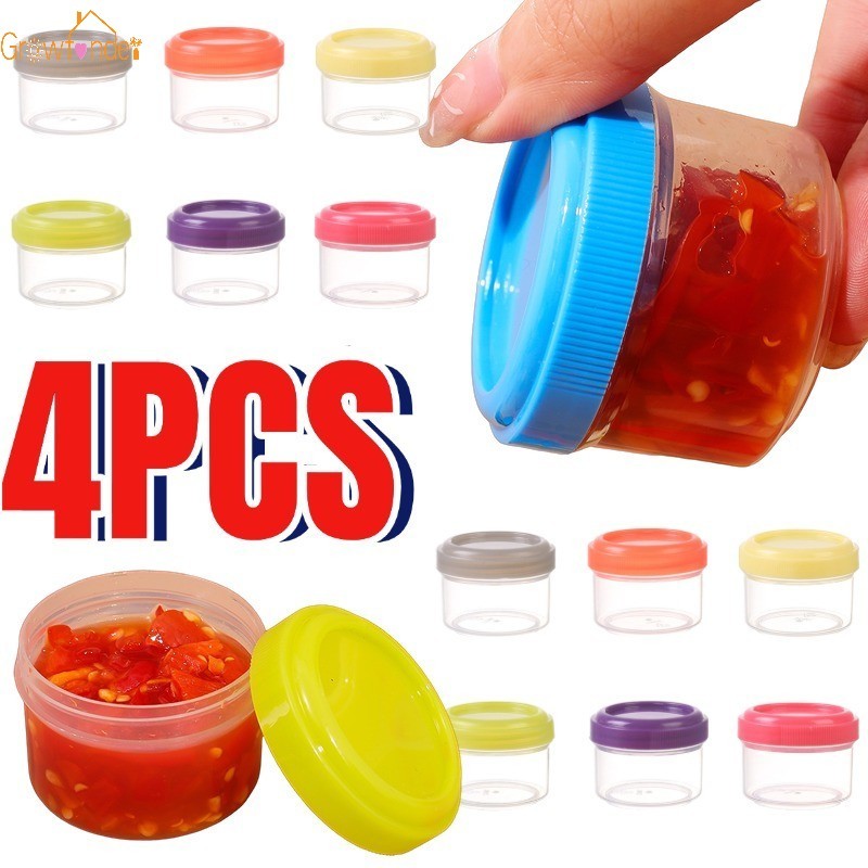 4Pcs Portable Salad Dressing Container Mini Seasoning Storage Box ...