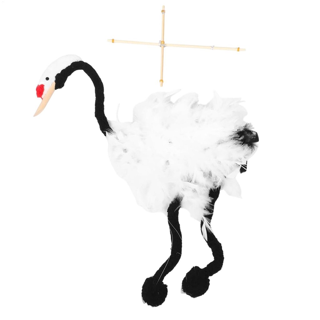 Crane Bird Puppet Toy Handcrafted Crane with Artificial Plume Wooden ...