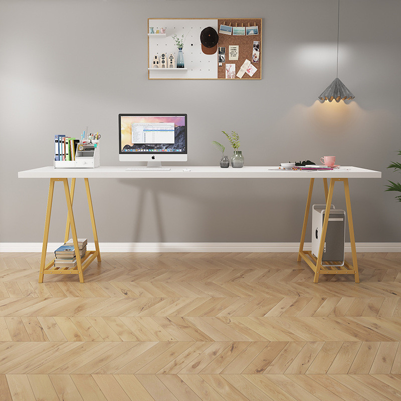 Long Desk Workbench Home Two-Person Computer Desk Living Room Rounded ...