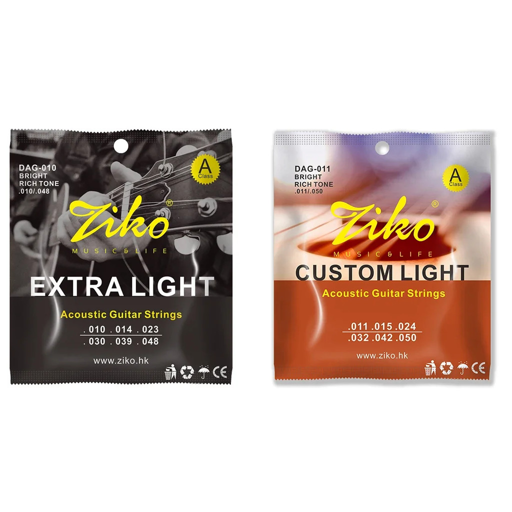 ZIKO Acoustic Guitar Strings Carbon Steel Hexagonal Alloy Beginners ...