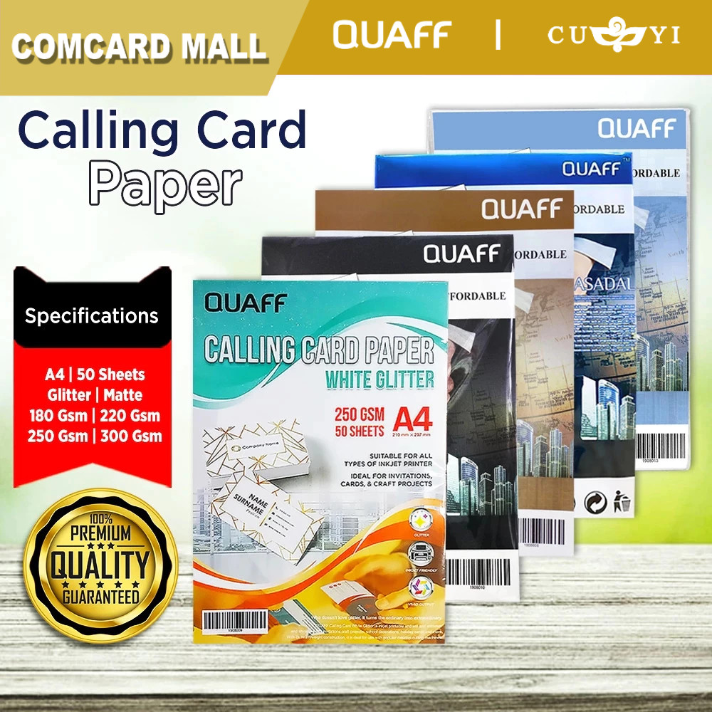 Quaff A4 Size Double Sided Matte Calling Card Paper (50 Sheets/Pack ...