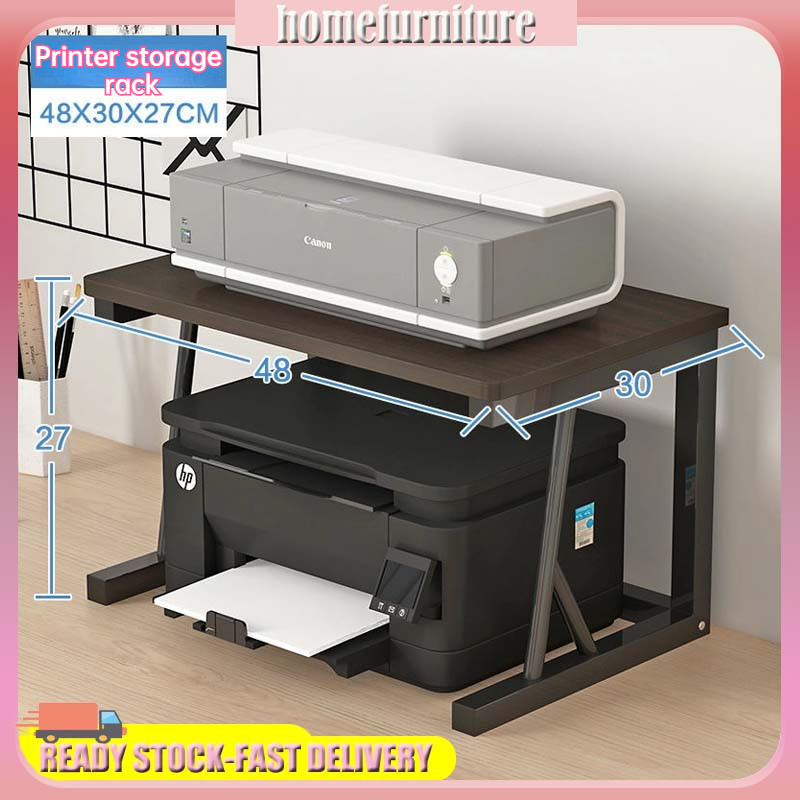 Wooden Printer Storage Rack Iron Office Storage Shelf 2/3 Layers Simple ...