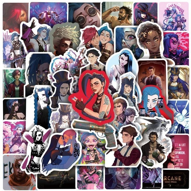 Arcane Sticker Jinx Vi Cartoon Waterproof Stickers Anime TV Drama Game ...