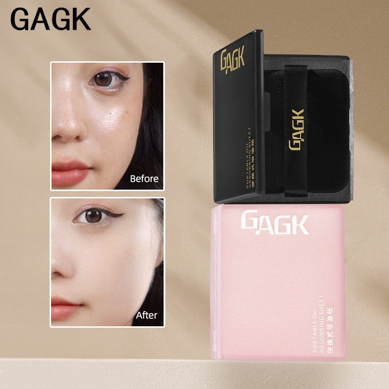 GAGK Portable Absorb Oil Paper Face Oil Control with Powder Puff Mirror ...
