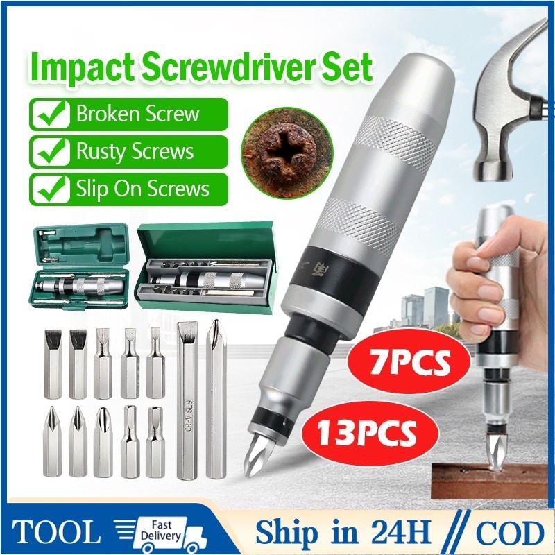 13/7PCS Impact Driver Set Impact Driver and Bits Screw Driver ...