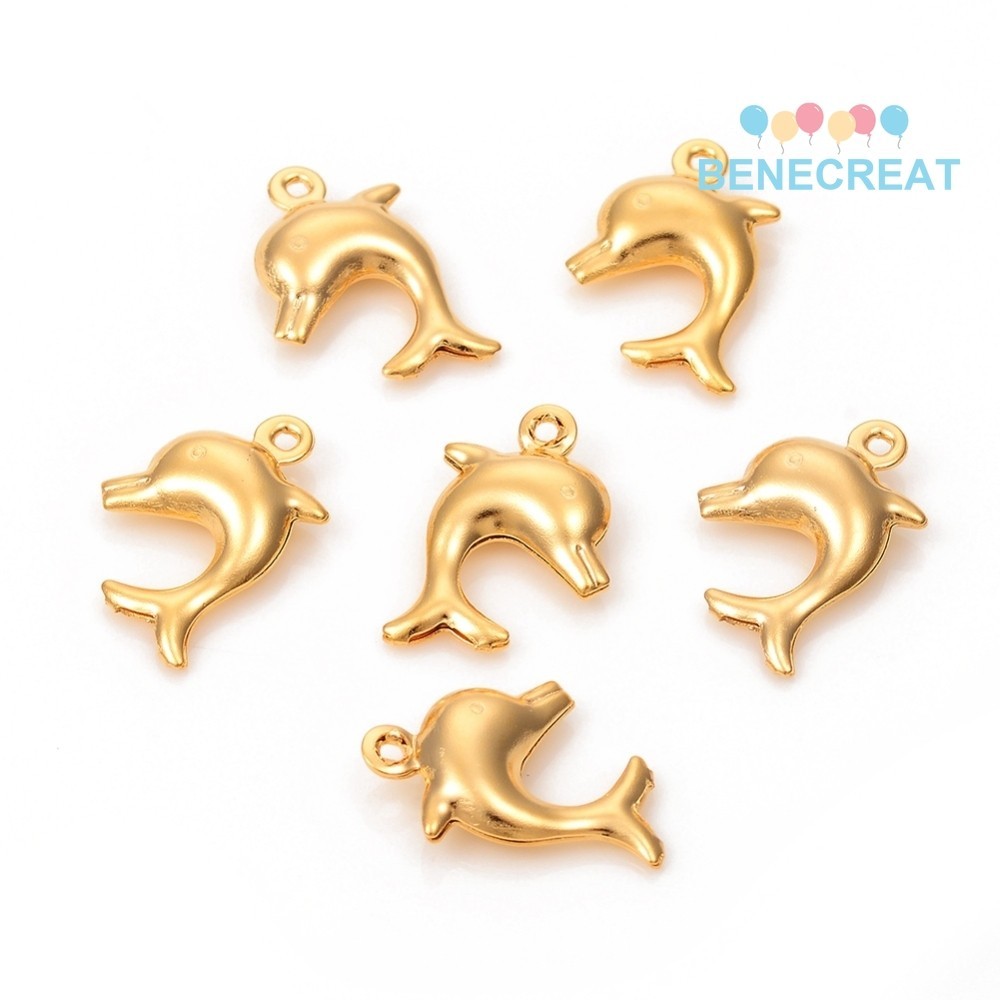 10pc 304 Stainless Steel Charms Dolphin Golden 14.5x10.5x3.5mm Hole ...