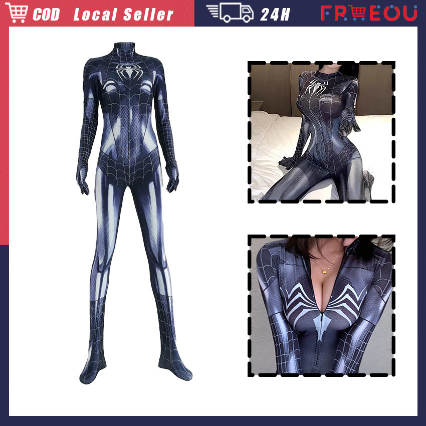 Marvel Spiderman Cosplay Costume Marvel Women Black Widow Sexy Bodysuit ...