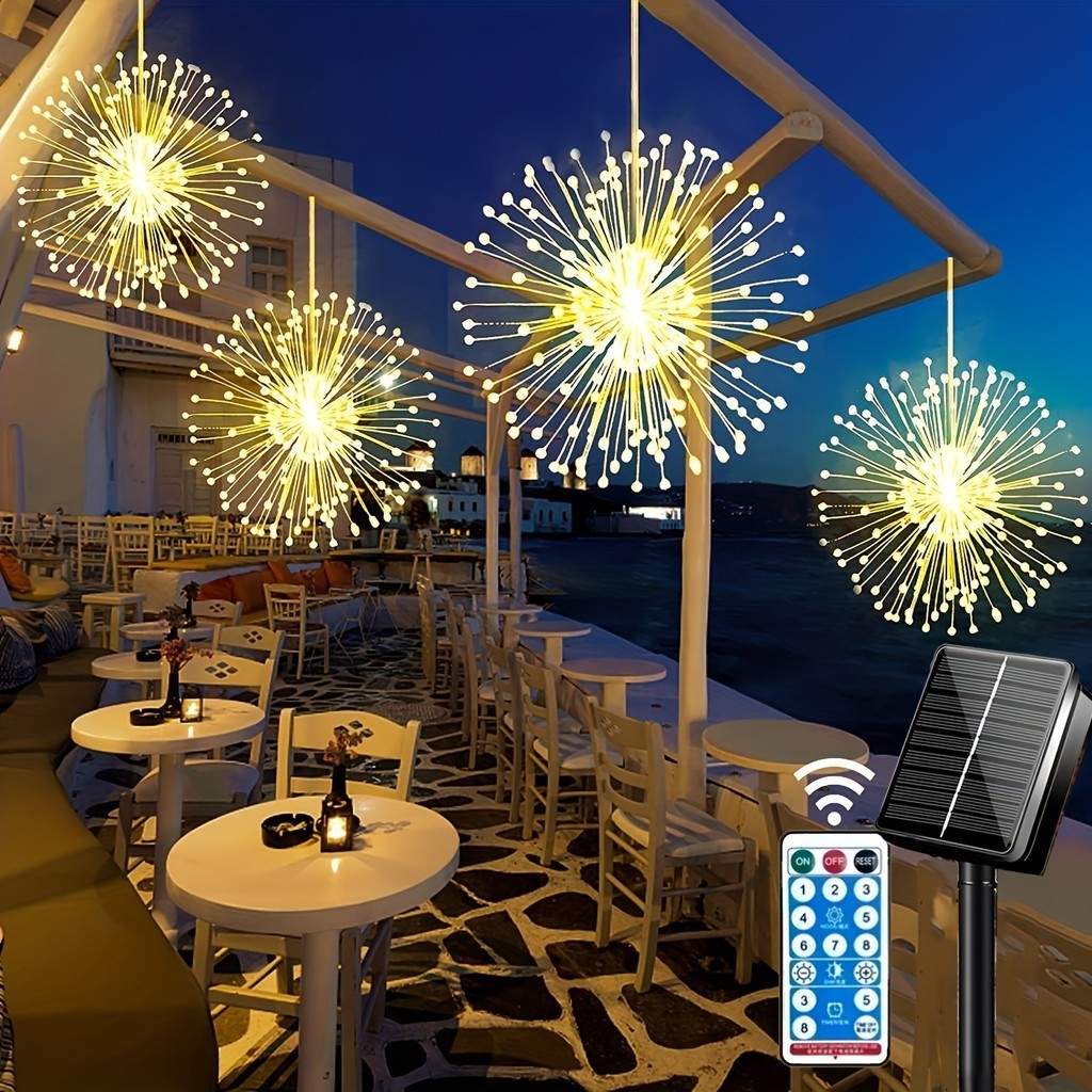 4 Pack Suspended Solar Fireworks Light, 240/360/480 Leds Star Burst ...