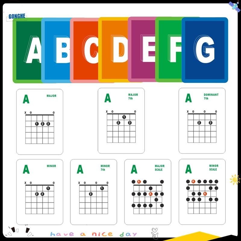 【gonghe370】Guitar Chord and Scale Learning Cards 49Pcs Guitar Flash ...
