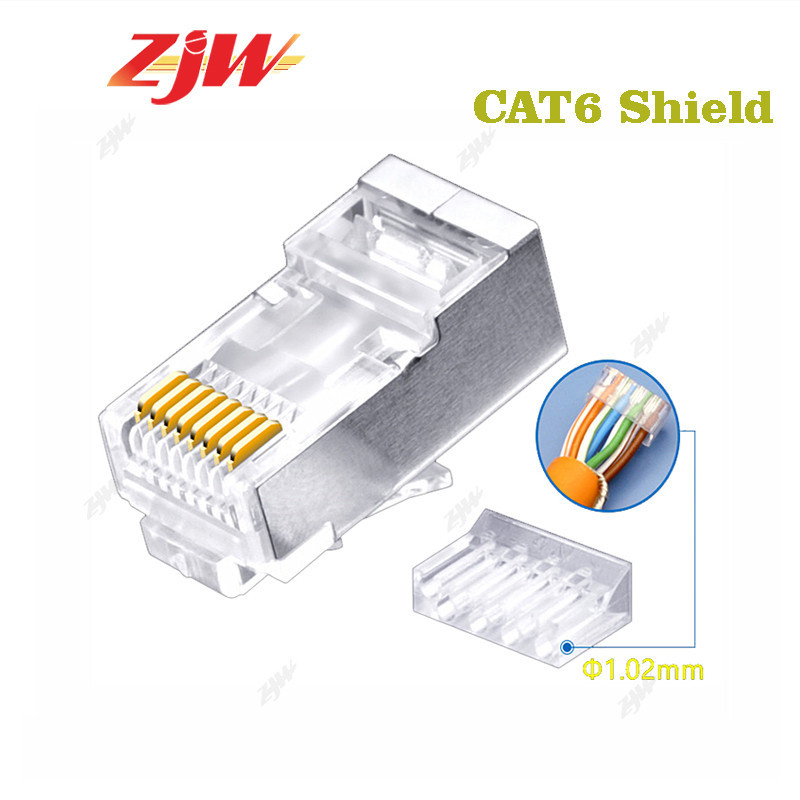 ZJW 100 Pcs CAT5/CAT6 FTP RJ45 Pass Through connector RJ45 Connector ...