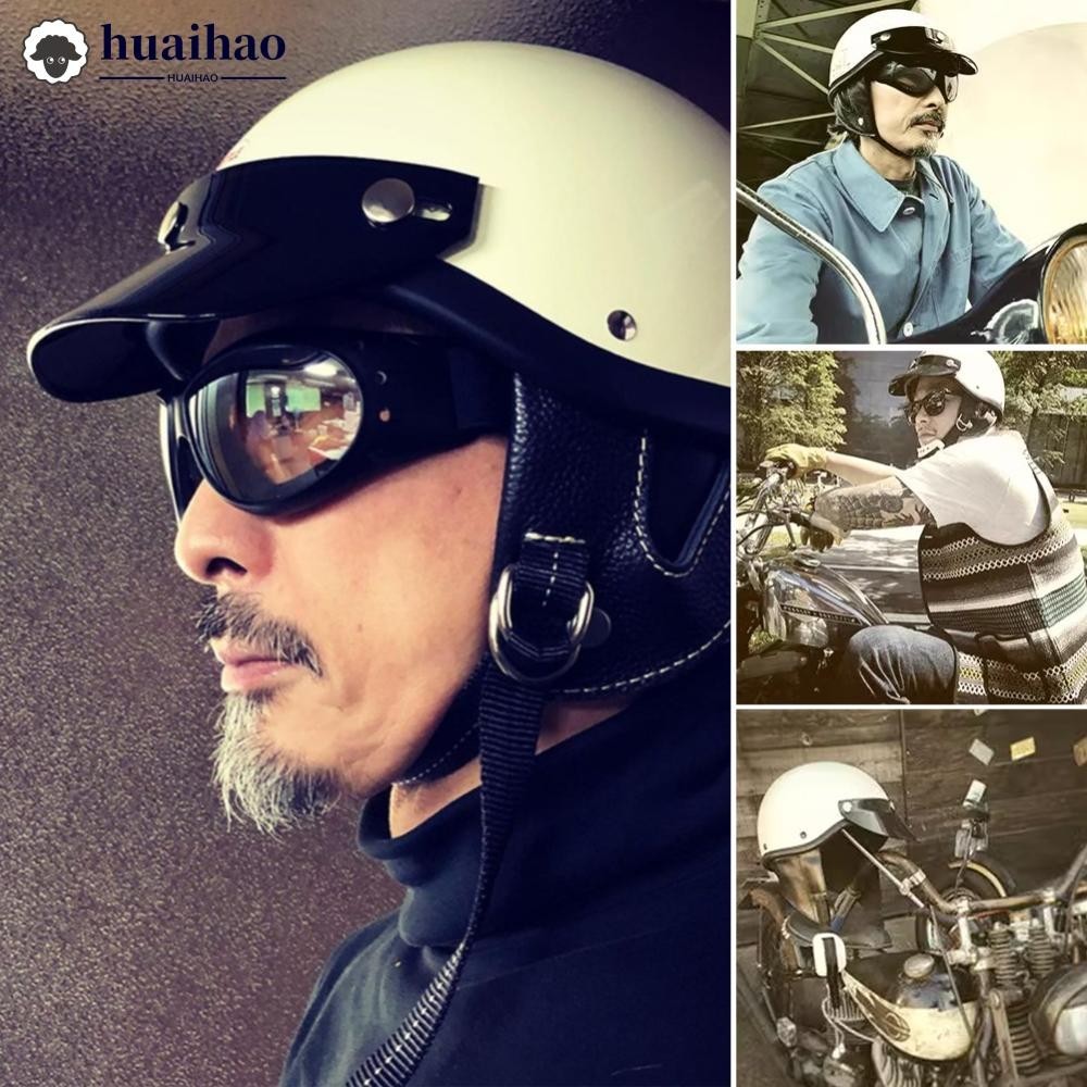 HUAIHAO 3 Snap-Button Retro Motorcycle Helmet Sun Shade Protector Retro ...