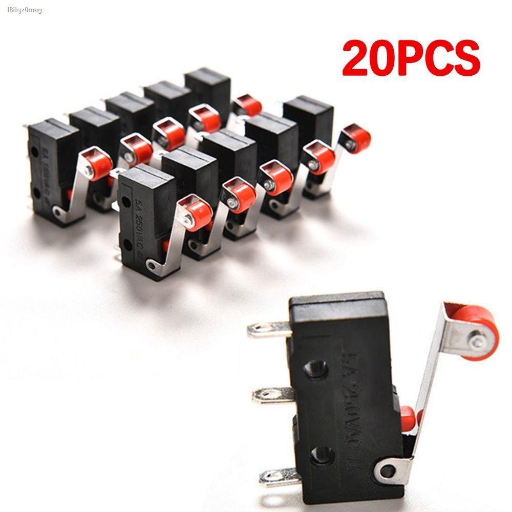 20PCS Professional PCB Terminals Snap Action Normal Open/Close Micro Limit Switch Roller Lever ...