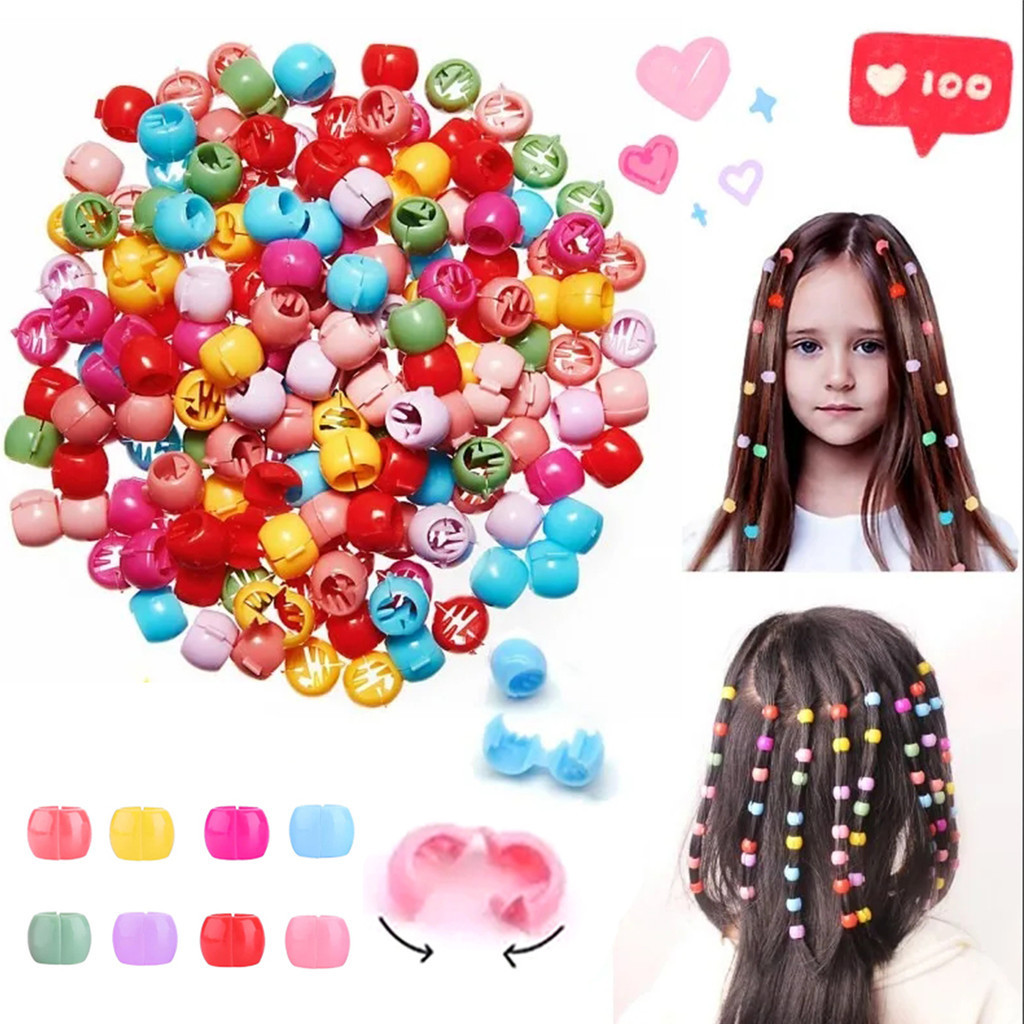 100pcs Hair Braids Maker Beads Headwear Cute Candy Colors Plastic ...