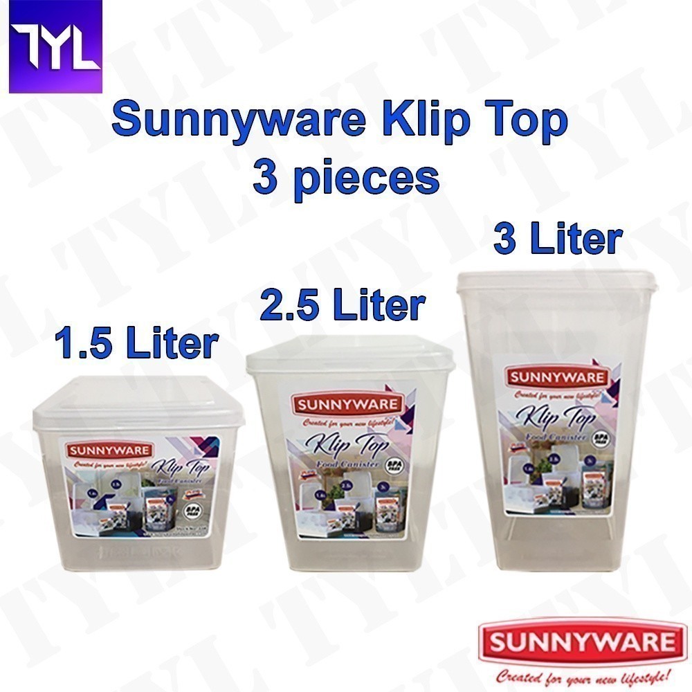 Sunnyware KlipTop Food Canister 3pcs / Sunnyware Klip Top / Food ...