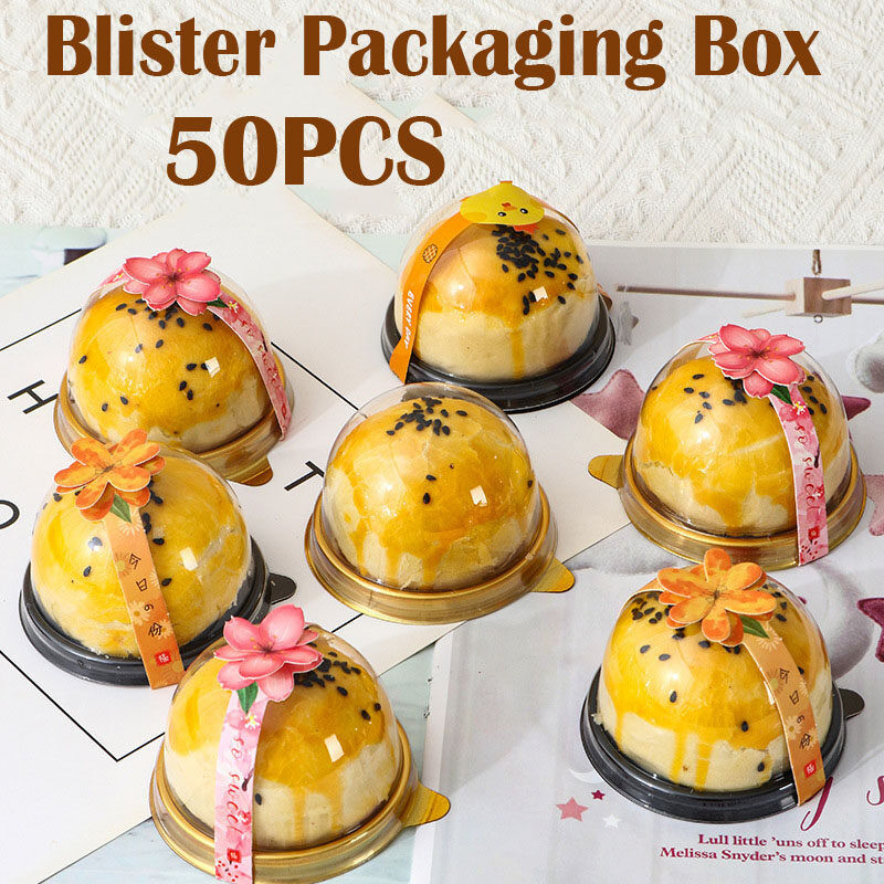 50PCS Disposable Mini Packing Boxes Plastic Muffin Single Clear ...
