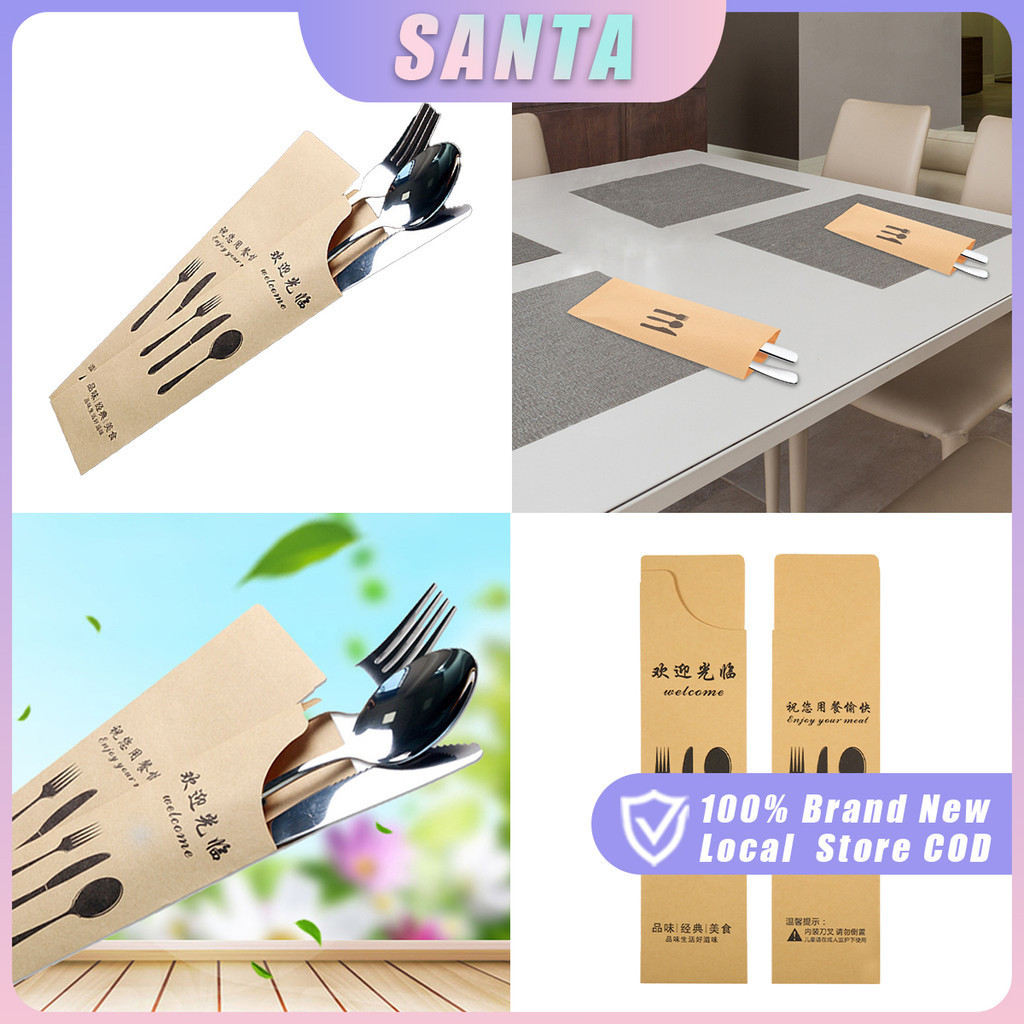 10/50Pcs Disposable Knife And Fork Kraft Paper Cover Cutlery Packaging ...