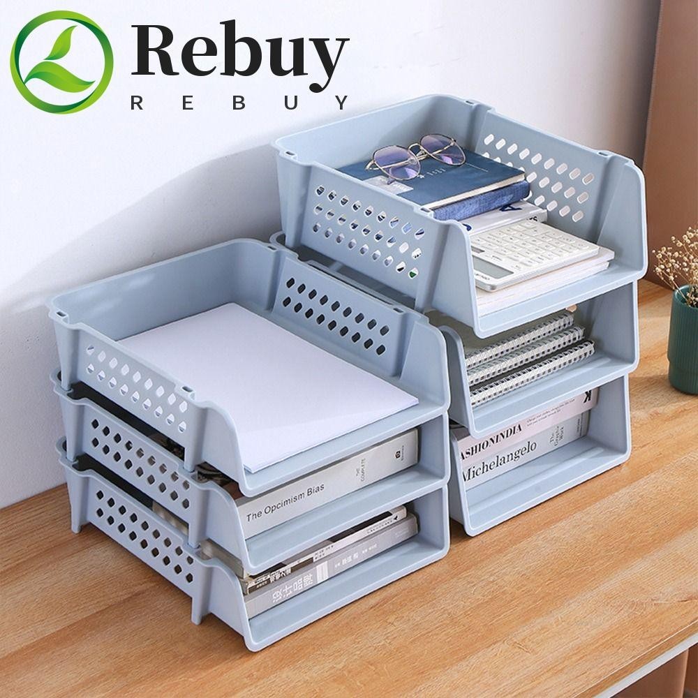 REBUY Stackable File Rack, Desktop Organizer File Organizer A4 File ...