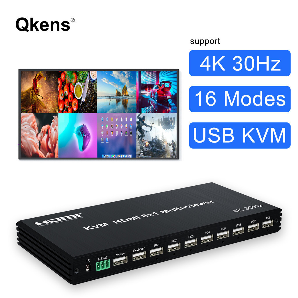 4K 8x1 HDMI KVM Multi-viewer Seamless Switch 4 6 8 Channel Video ...