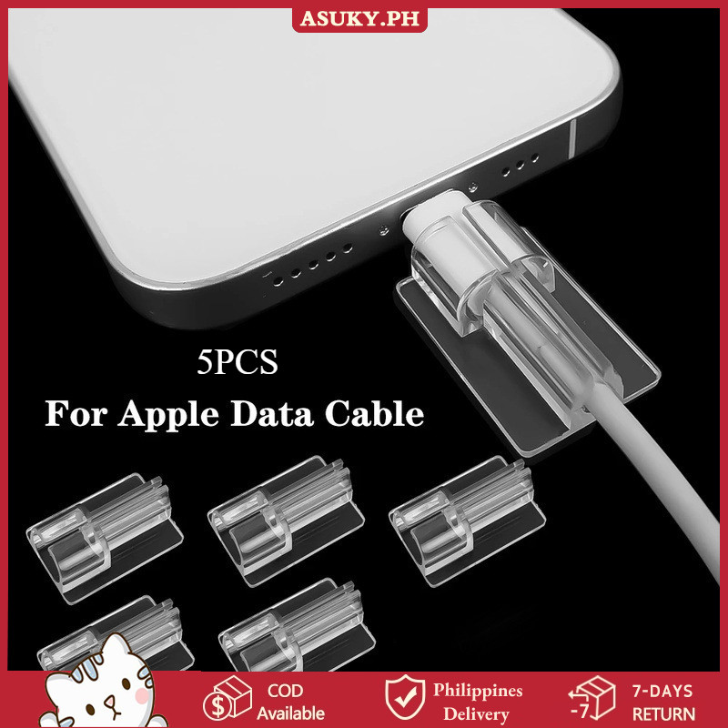 5Pcs USB Data Cable Protective Clip Portable Transparent Mini Cable ...