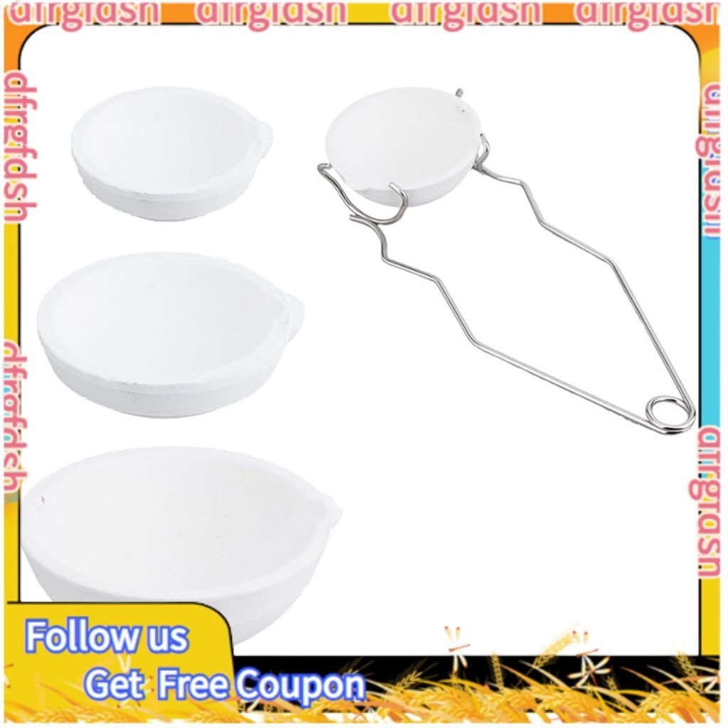 【D&F】Ceramic Torch Crucible Dish Cup Set 1PC Whip Tongs Handle with 4 ...